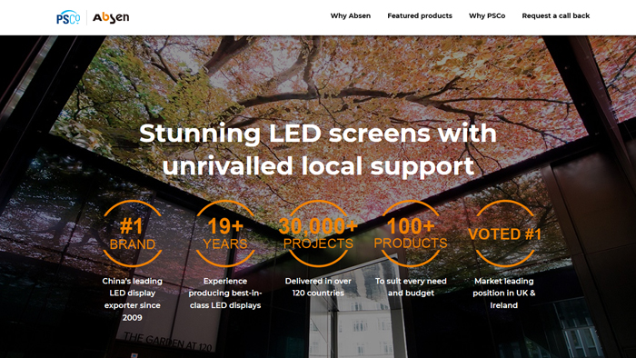 Absen LED display screen solutions for indoor and outdoor use from PSCo